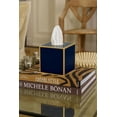 AINUO Indigo Blue Square Metal Tissue Box Cover, Gold Accent Holder for ...