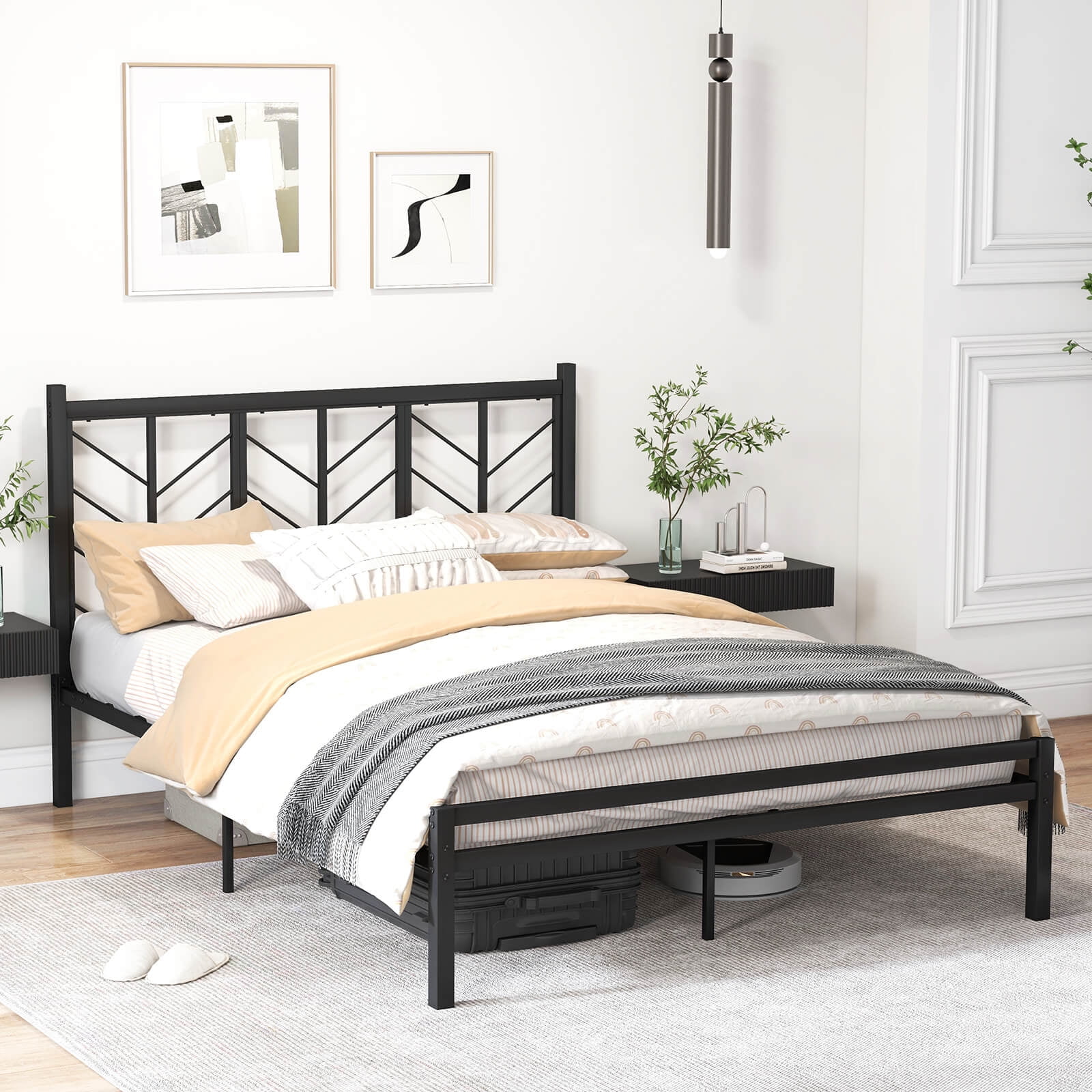 Click here for Costway Queen Size Platform Bed With Headboard 11.... prices