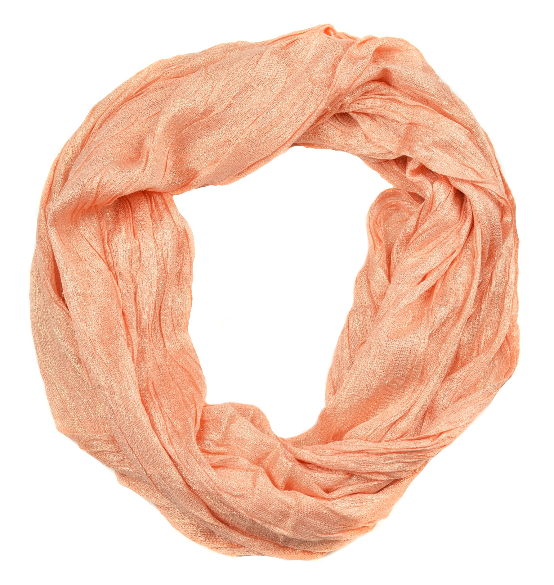 Sassy Scarves Women's Shiny Metallic Crinkled Loop Infinity Scarf ...