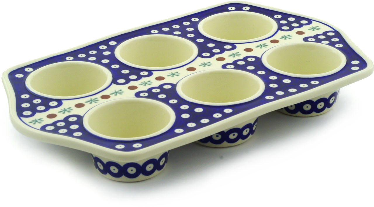 Polish Pottery 14-inch Muffin Pan (Mosquito Theme) Hand Painted in ...
