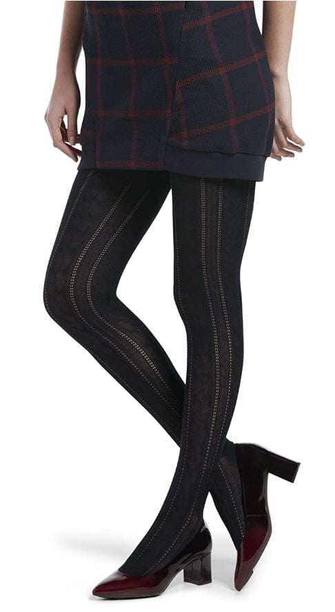 Hue - HUE Women's Fashion Sweater Tights with Non Control Top, Black, M ...