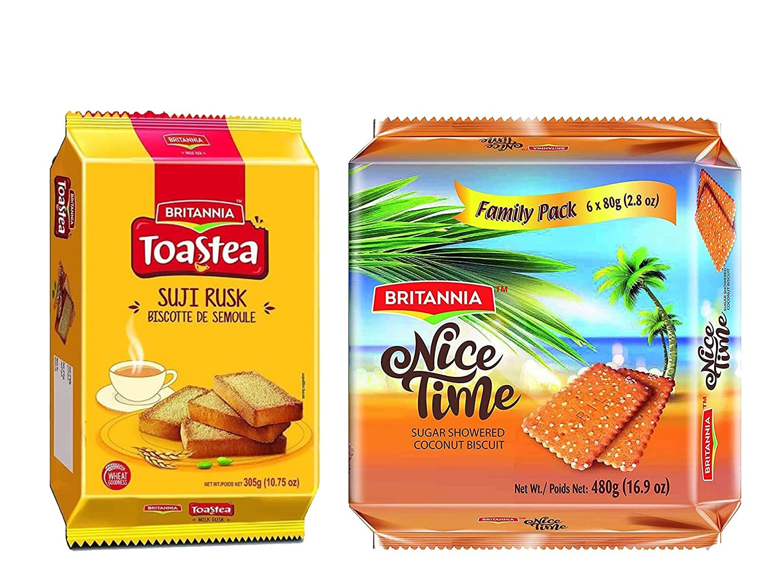 Britannia Wheat Rusk & Nice Time Combo Pack - Breakfast & Tea Time ...