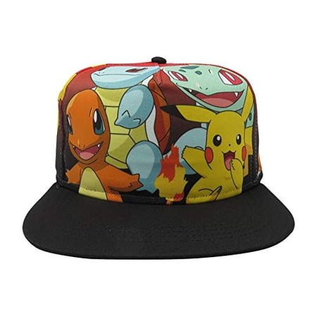 Pokemon Core Characters Allover Print Snapback Cap Hat Licensed Black ...