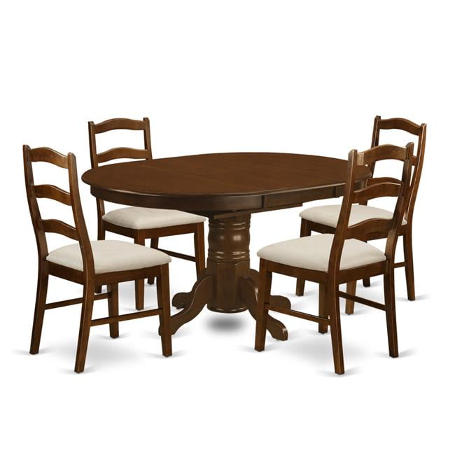 5 Piece Set Kenley Dining Table with One 18 in. Leaf & Four Upholstered ...
