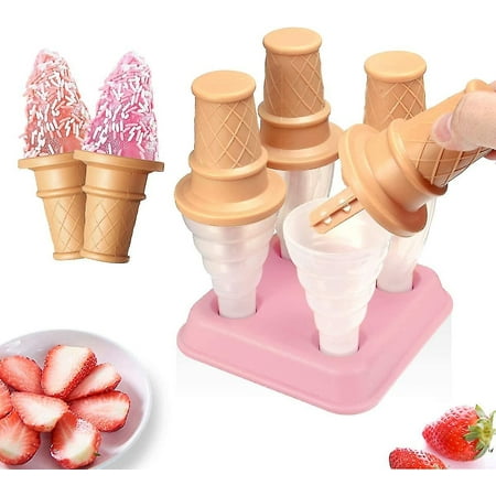 Ice Cream Popsicle Molds, Set Of 4 Ice Pops Cream Maker Trays For Diy ...