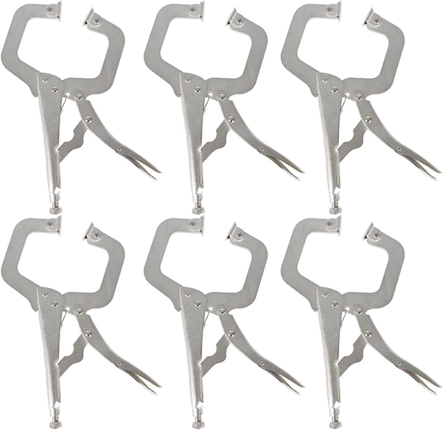 6-Pack 11 Inch C-Clamp Locking Pliers Adjustable Welding Clamps with ...