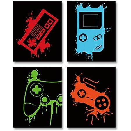 Video Game Art Print-Colorful Gaming Themed Canvas Wall Art (12"x16"x4 ...