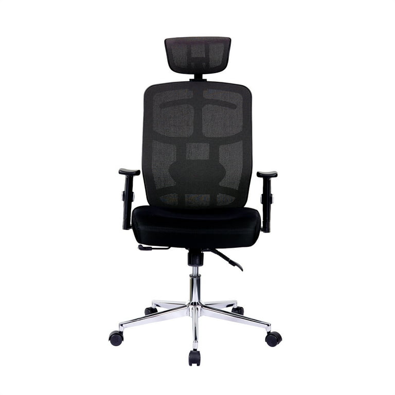 GZMR Black High Back Executive Mesh Office Chair with Arms Lumbar Support and Chrome Base