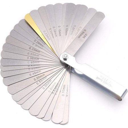 32 Blades Feeler Gauge Dual Marked Metric and Imperial Gap Measuring Tool for Guitar Bass ...