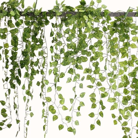 Efavormart 4 Pack Green Silk Pothos Artificial Hanging Plants, Fake ...