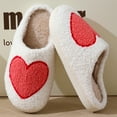 Douhoow Women Red Heart Slippers Cute Winter Fluffy Slippers Warm Plush ...