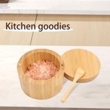 Salt Cellar with Mini Spoon - Round Salt Container with Swivel Magnetic ...
