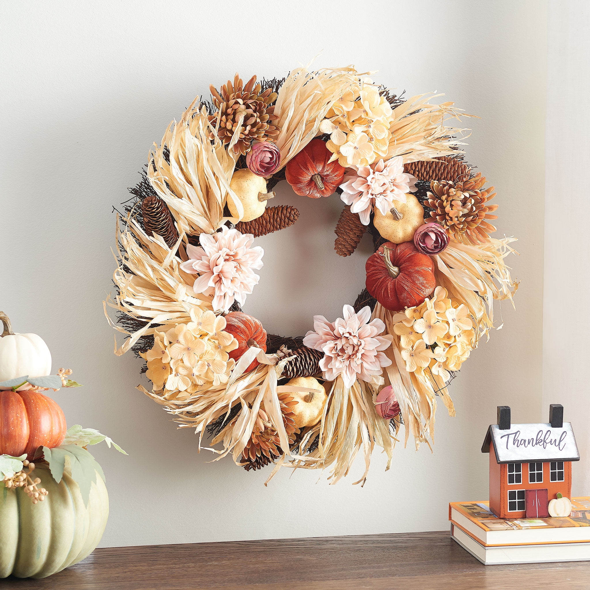pumpkin door decor mini harvest wreath Mini Fall wreath fall color ...