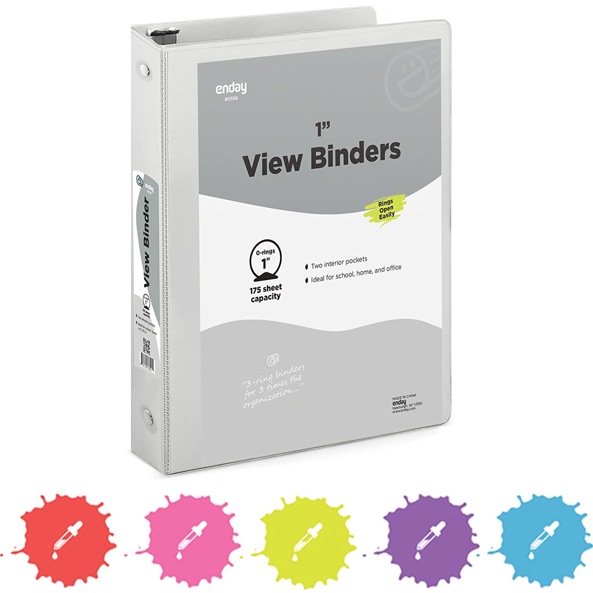 Enday 1 Inch Binder 3 Ring Binders with Pockets for Home, Office ...
