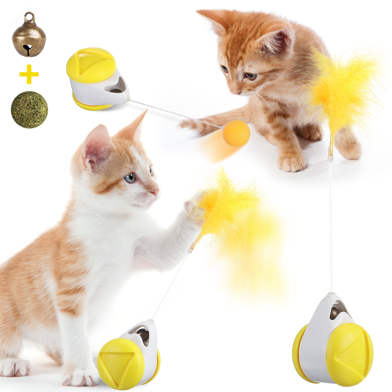 Focuspet Automatic Ball Cat Toy with Feathe Interactive Intelligent ...