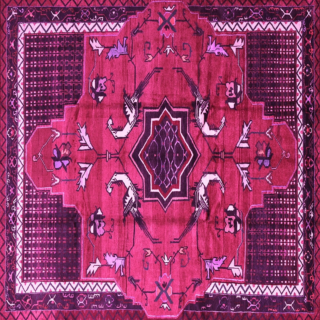 Ahgly Company Indoor Square Persian Pink Traditional Area Rugs, 4 ...