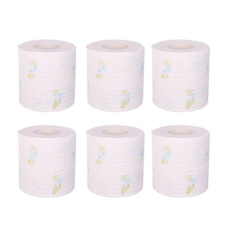 6Pcs 4 Layers Soluble in Water Printing Roll Toilet Paper Bathroom ...
