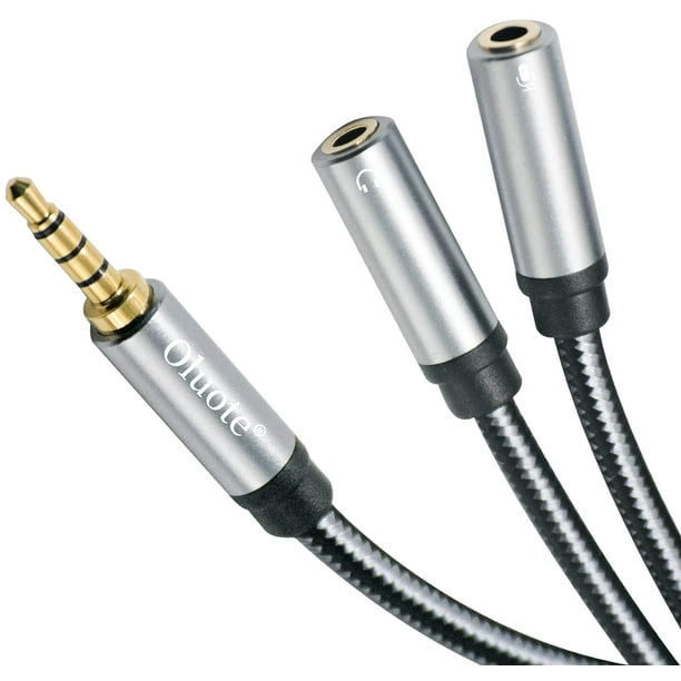 Oluote Splitter Headphone Mic Y Adapter Cable,TRRS Male to 2 TRS Female ...