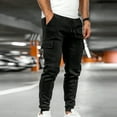 Black for Man Summer Fall Cargo Brunch Pleated Straight Leg Elastic ...
