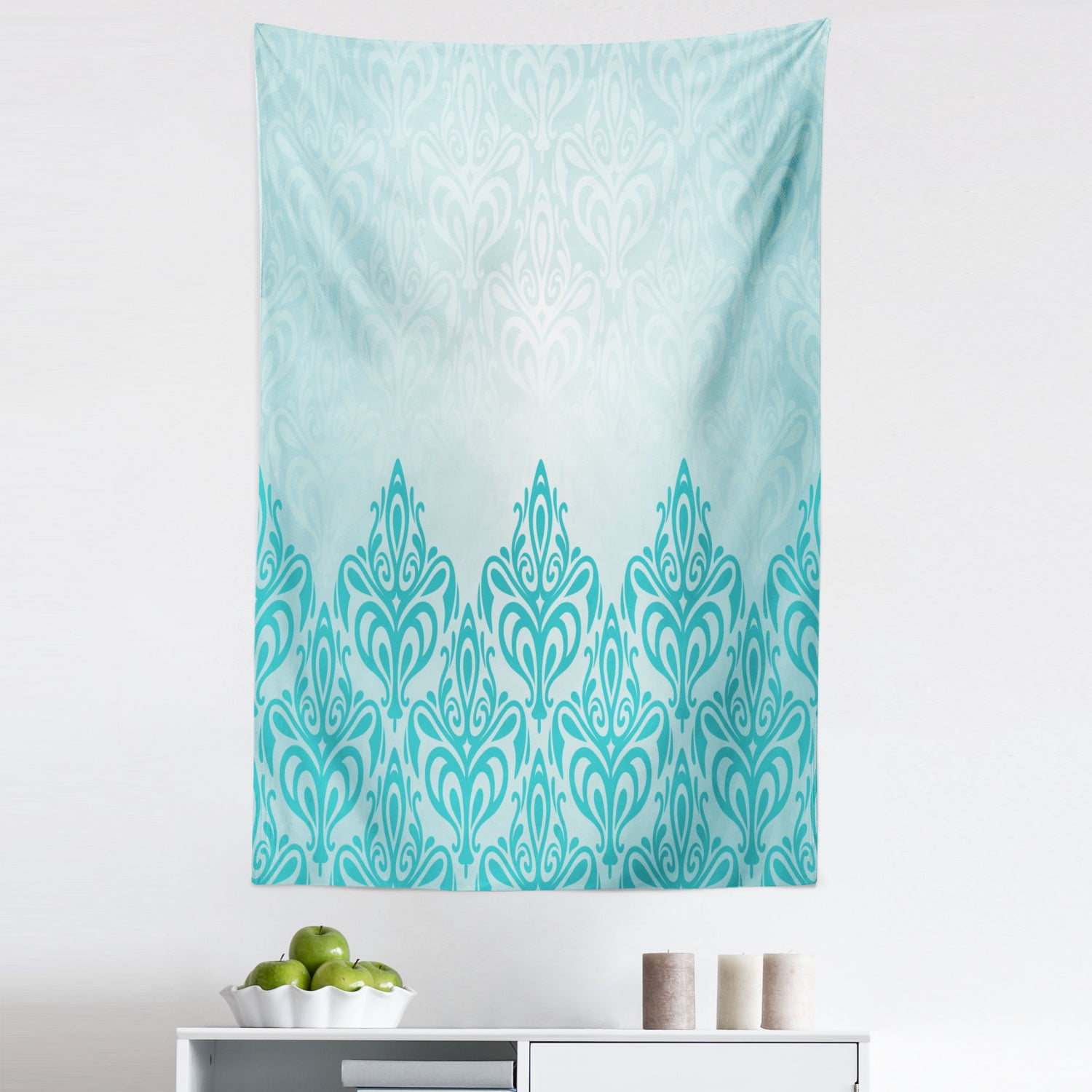 Blue Tapestry, Retro Style Medieval European Victorian Gradient Royal ...