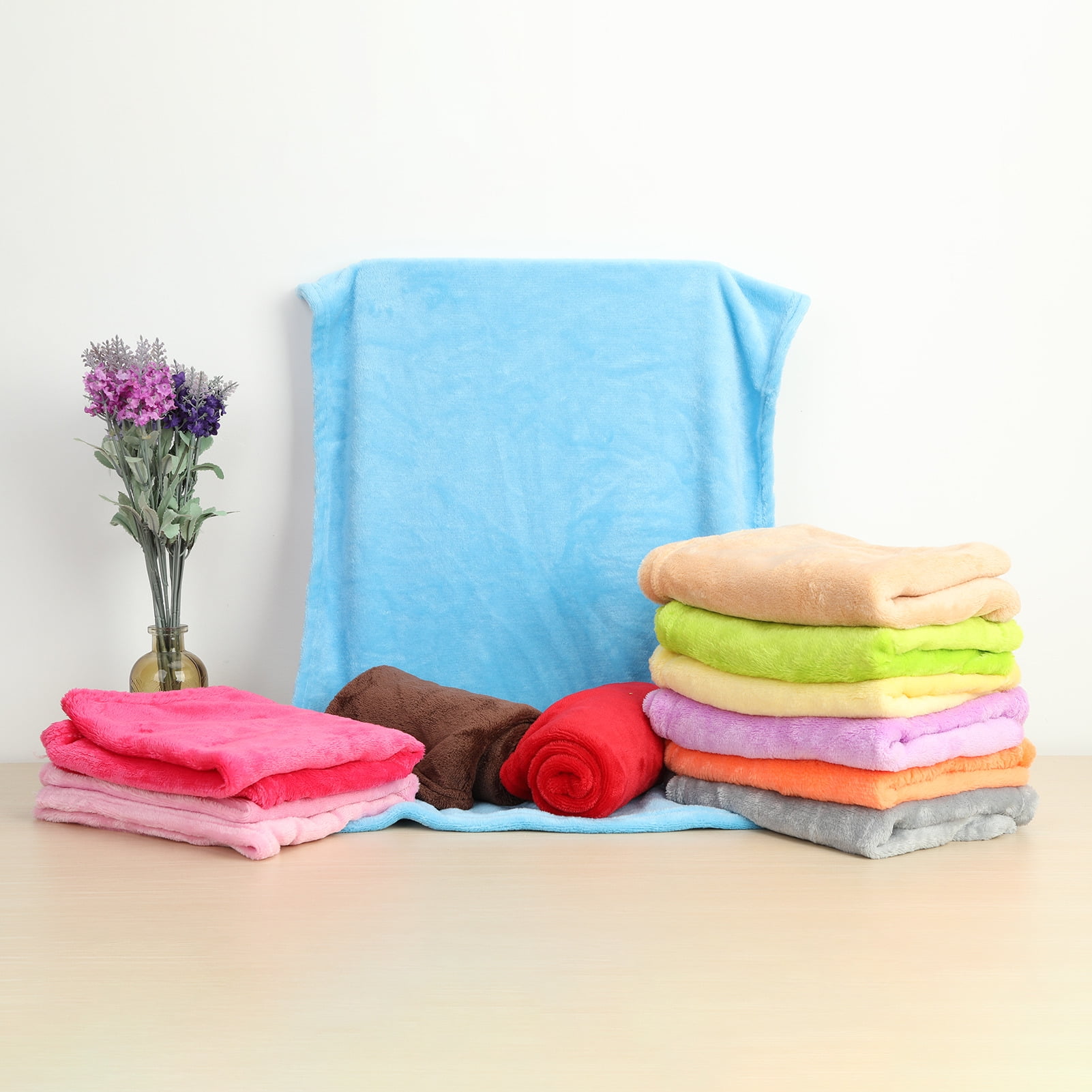 D-GROEE Kids Flannel Blanket Throw Rug Solid Color Small Super Soft ...