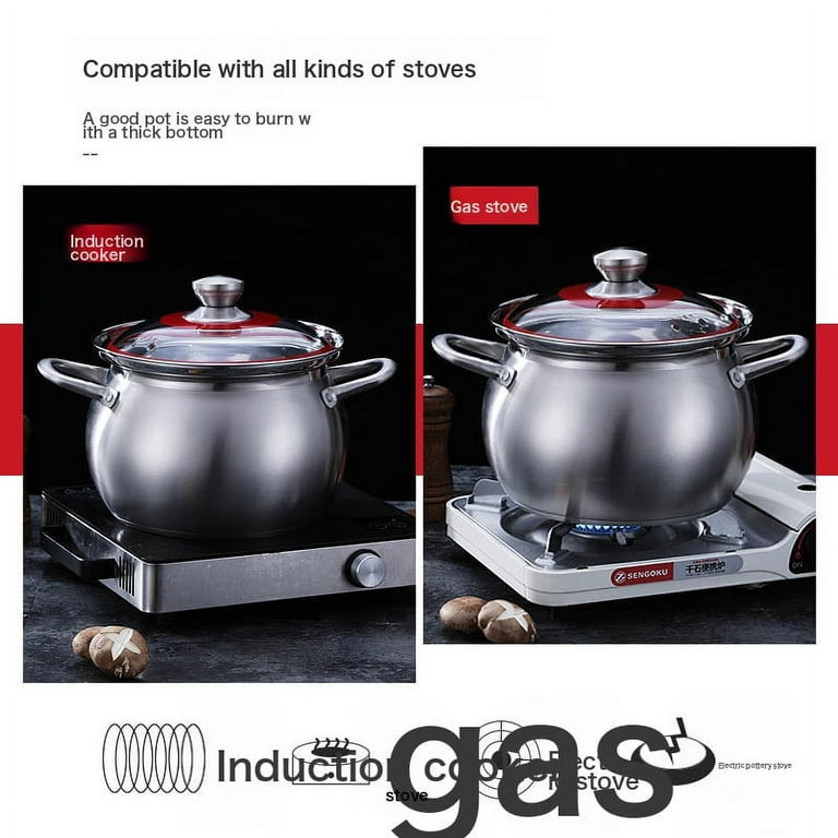 304 stainless steel kitchen extra high soup pot induction cooker universal household thickened large capacity double ear soup pot Walmart