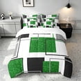 Manfei Glitter Green Square King Bedding,Contemporary Simple Art King ...