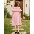 Arshiner Girls Summer Floral Ruffle Sundress Cold Shoulder Casual ...