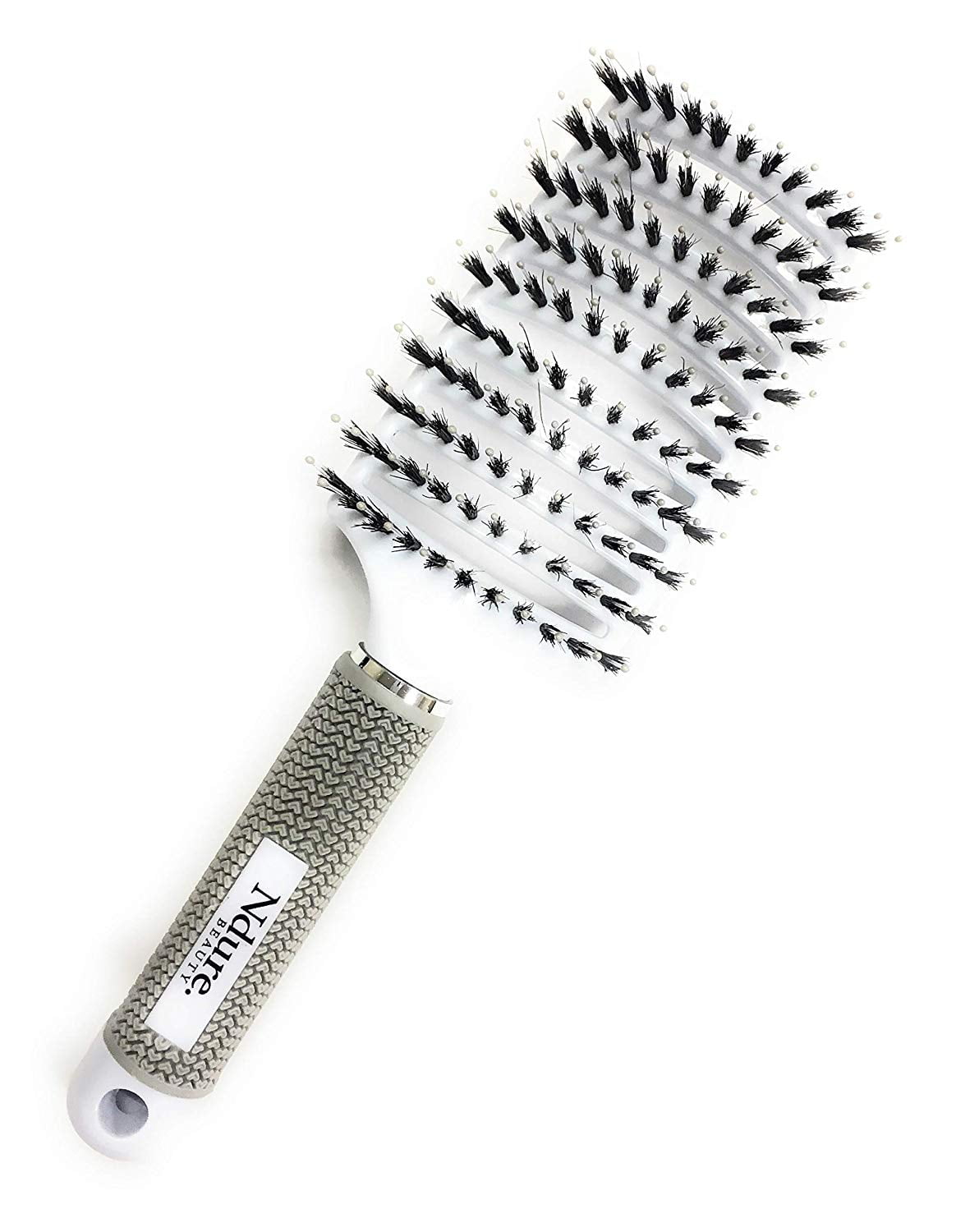 Curved Vented Boar Bristle Styling Hair Brush, Single White Brush Anti ...