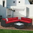 SESSLIFE 7-Piece Outdoor Wicker Patio Sofa Set with Coffee Table, Gray ...