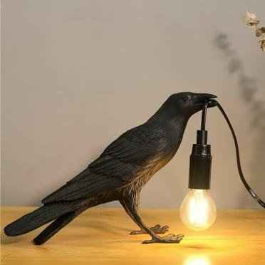 Homchum Raven LED Table Lamp, Modern Art Bedside Light, Resin Crow ...