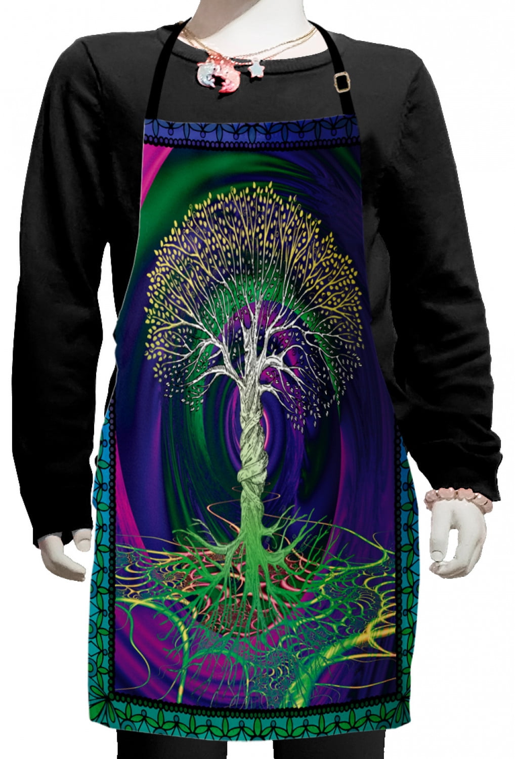 Nature Kids Apron, Digital Psychedelic Tree of Life Turning Gothic ...