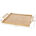DecMode 22" x 18" Gold Aluminum Metal Square Tray with Handles, 1-Piece ...