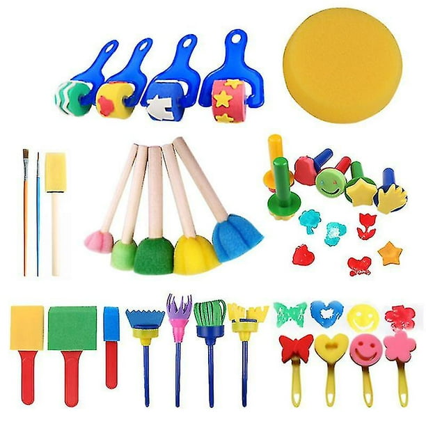 30pcs Kids Paint Sponges, Kids Toddlers Paint Brushes Art Craft Drawing ...