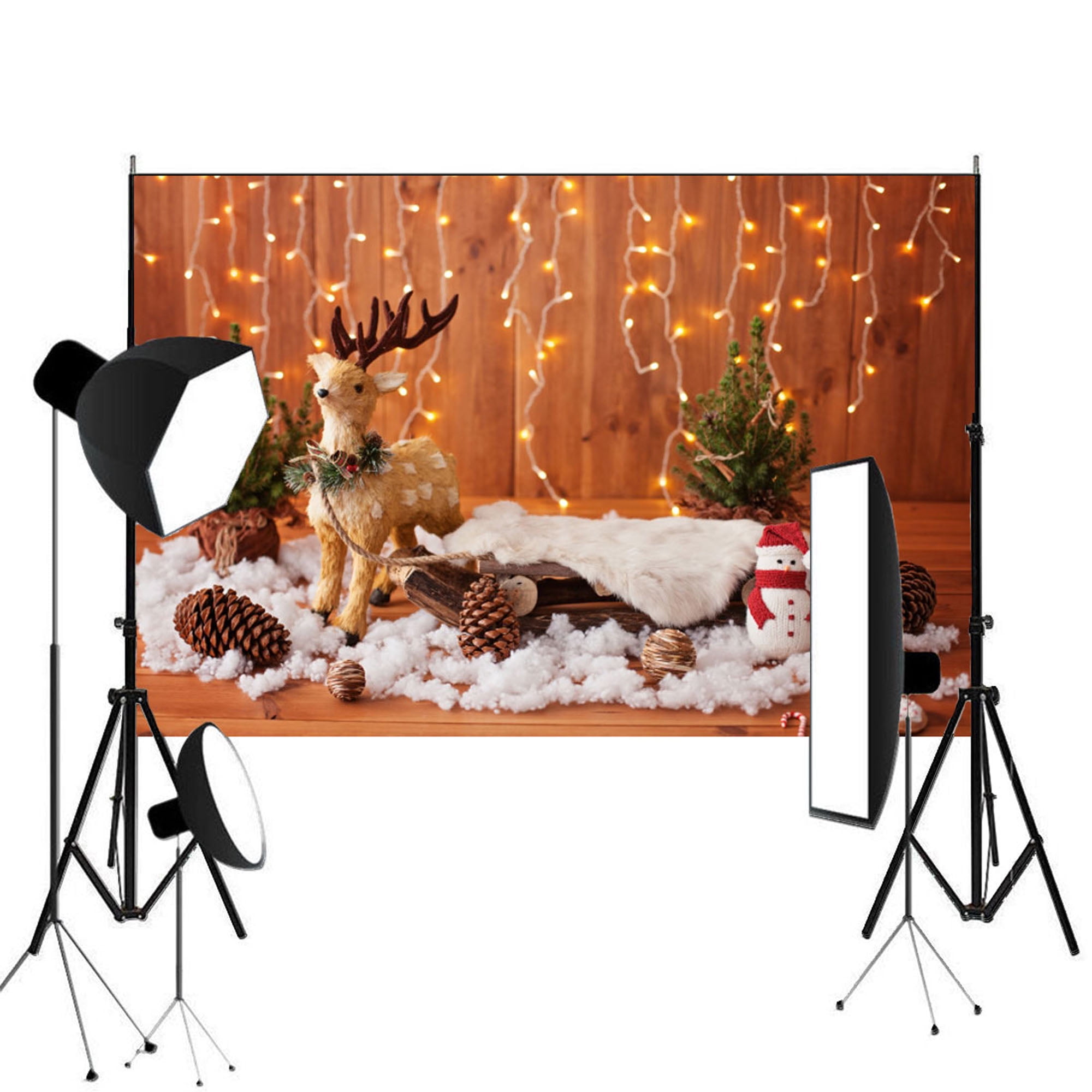 LELINTA 7 x 5 FT Backdrop Christmas Elk and Cute Snowman Photo ...