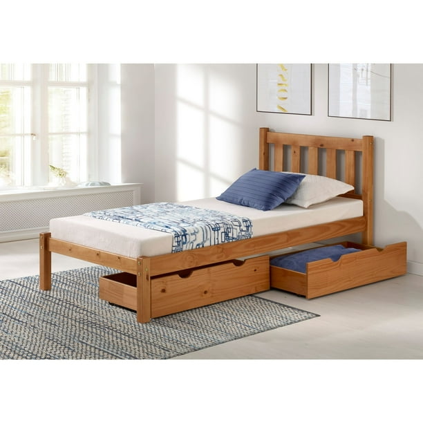 Poppy Twin Bed with Storage Drawers, Cinnamon - Walmart.com - Walmart.com
