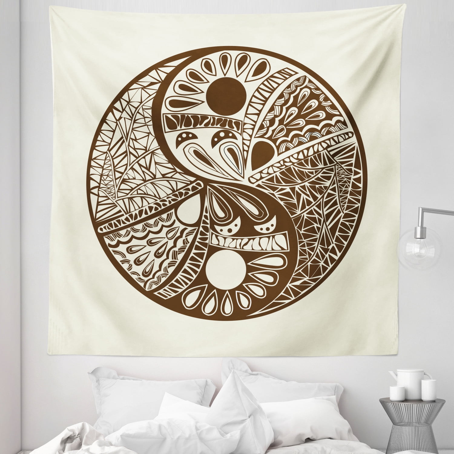 Yin Yang Tapestry, Abstract Yin Yang Ornamented with Hand-Drawn ...