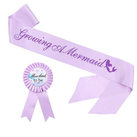 Growing A Mermaid Sash & Mer-Dad to Be Pin Kit - Under The Sea Baby ...