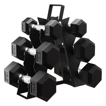 BalanceFrom 45 lbs Pair Weight Set Dumbbell, Rubber Encased Hex, Black ...