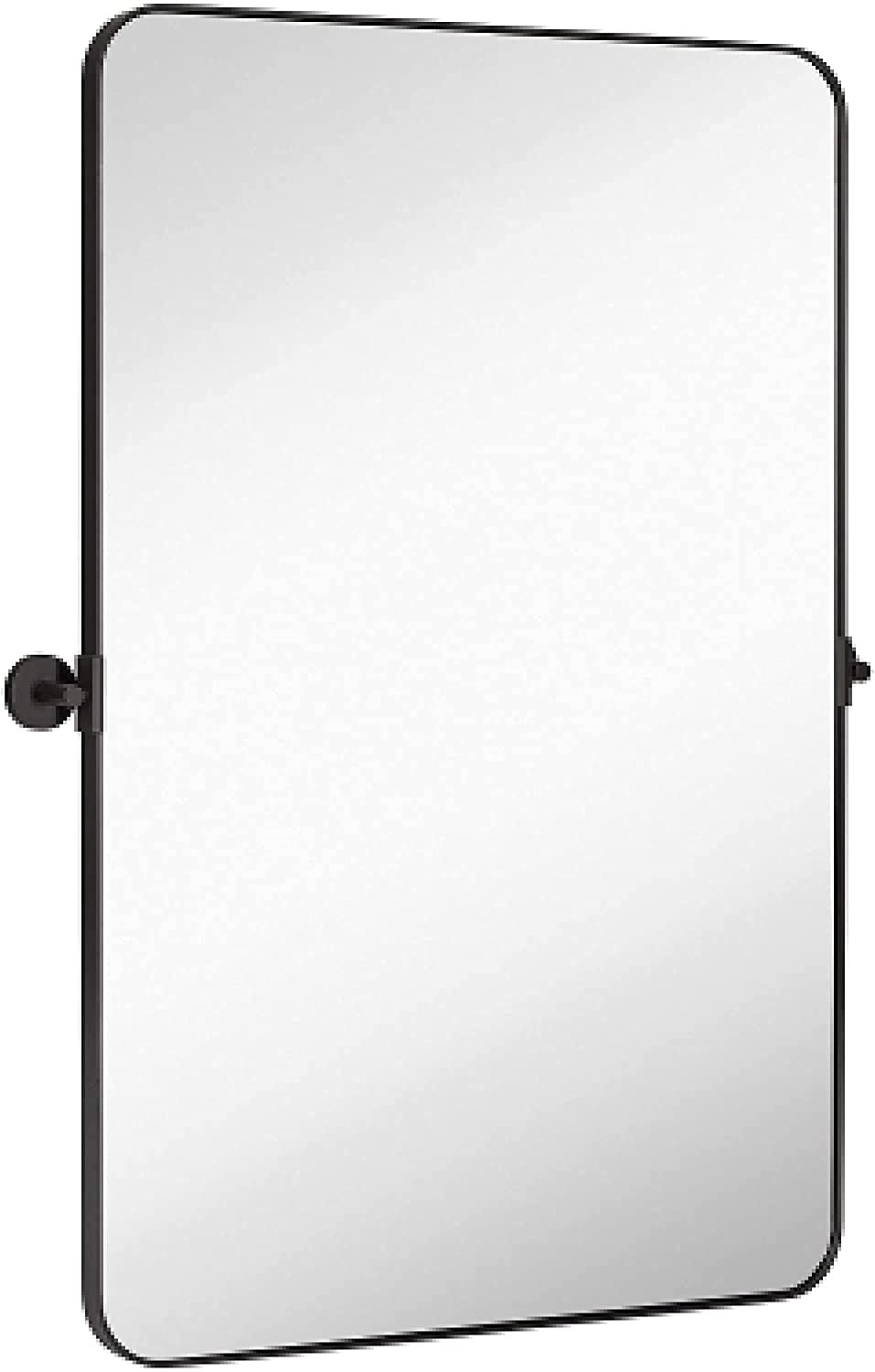 Gold Metal Surrounded Round Pivot Mirror | Silver Backed Adjustable ...