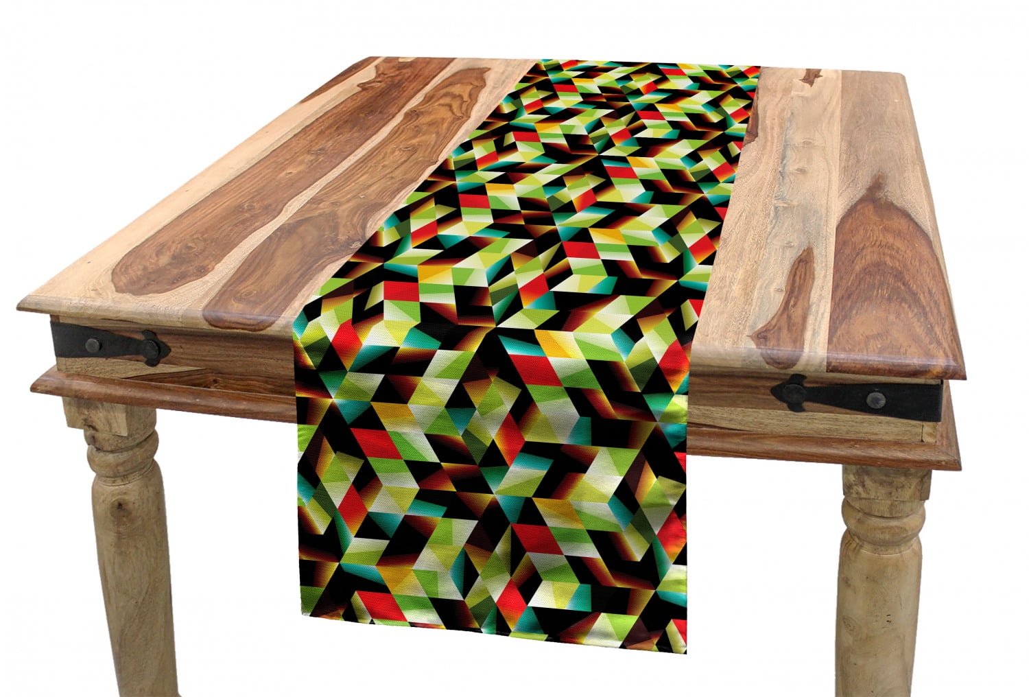 Colorful Table Runner, Polygonal Pattern with Triangle Shapes ...