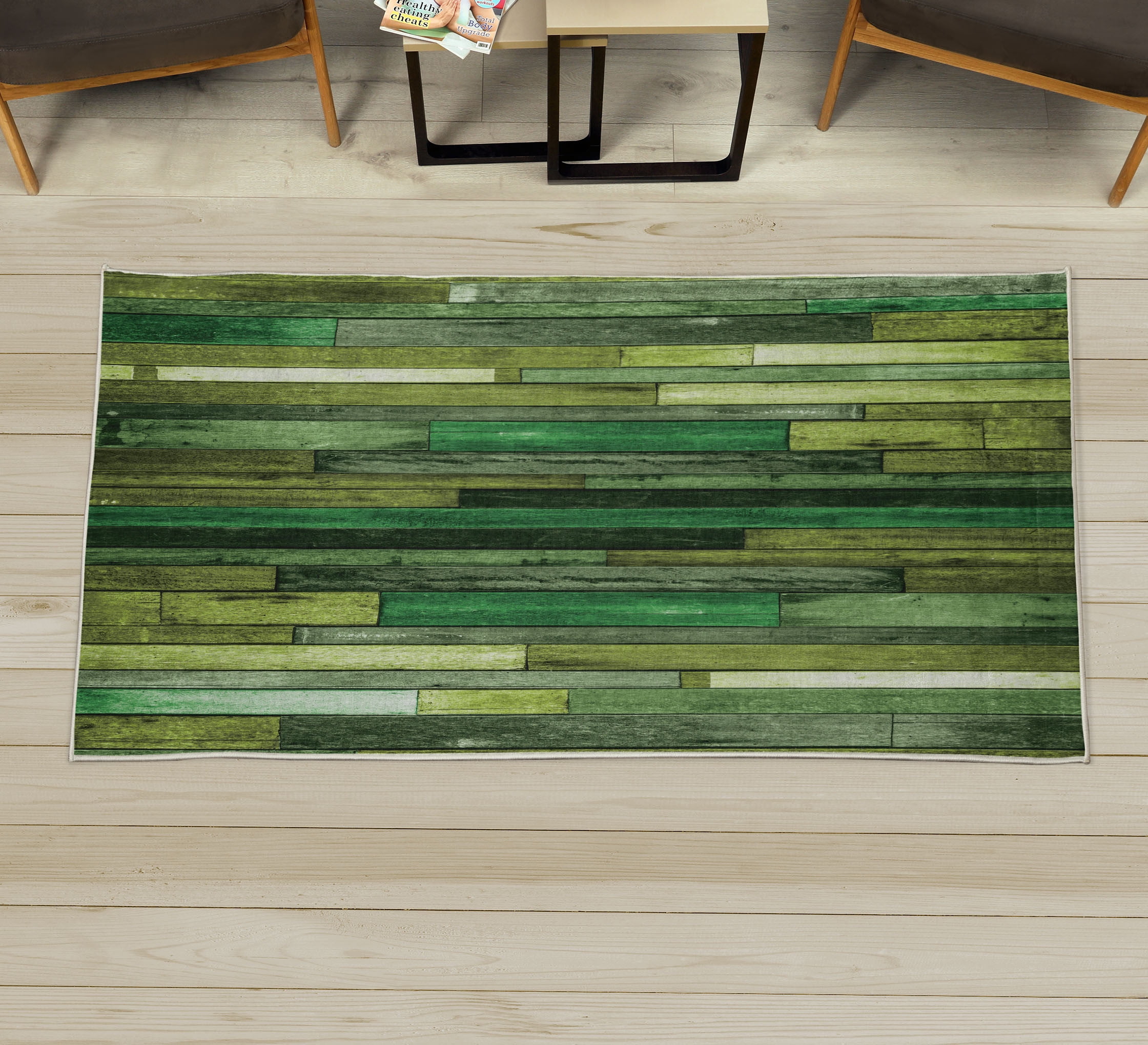 Wooden Print Decorative Rug, Old Hardwood Floor Plank Grunge Lodge ...