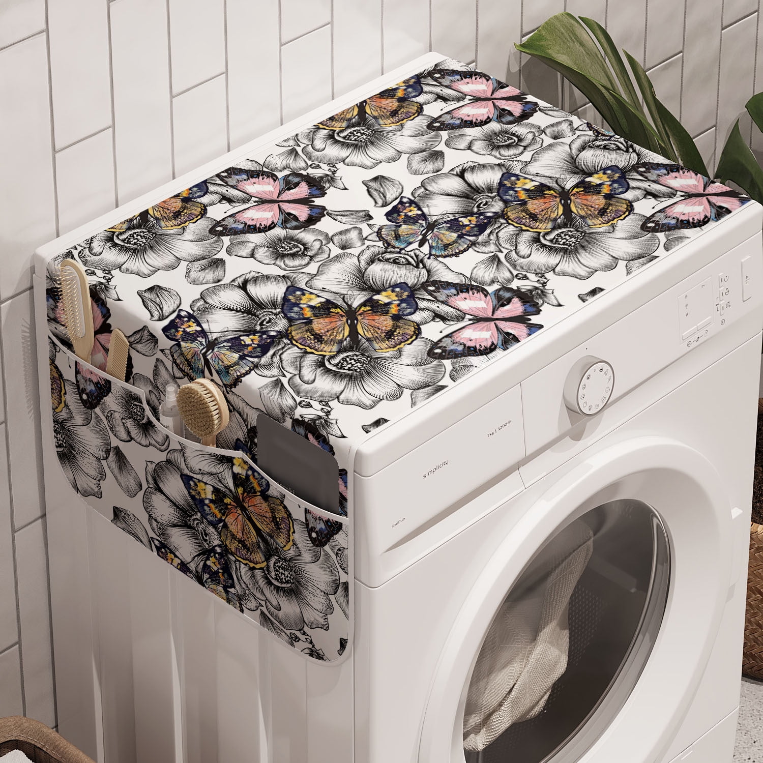 Butterfly Washing Machine Organizer, Monarch Butterflies on Hand Drawn ...