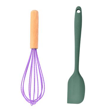 2 Piece Mini Kitchen Utensil Set- Silicone Kitchen Tools with wood ...