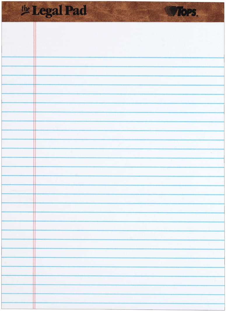 Tops Legal Pad Wide Rule 8.5"X11.75" 50 Sheets 12/Pkg-White, Perforated ...