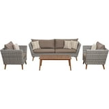 Amazonia Malta 4-Piece Conversation Set with Brown Cushions - Walmart.com