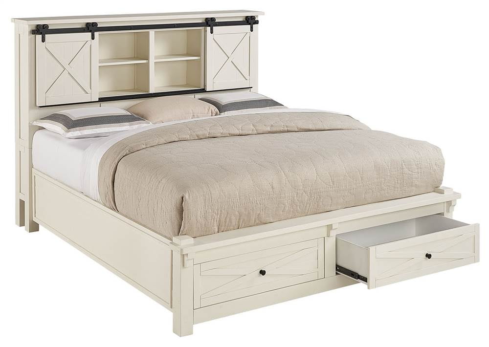 Storage Bed with Integrated Bench in White Finish (Queen: 96.25 in. L x ...
