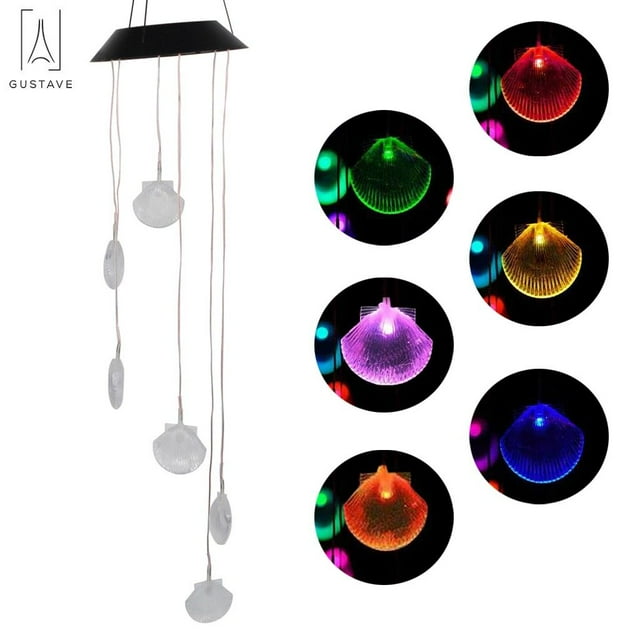 Gustave 29" Solar Led Automatically Color Changing Wind Chimes, LED ...