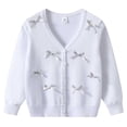 BCSIOAOI Girls Jacket,V-Neck Button Front Bow Decor Long Sleeve Ribbed ...