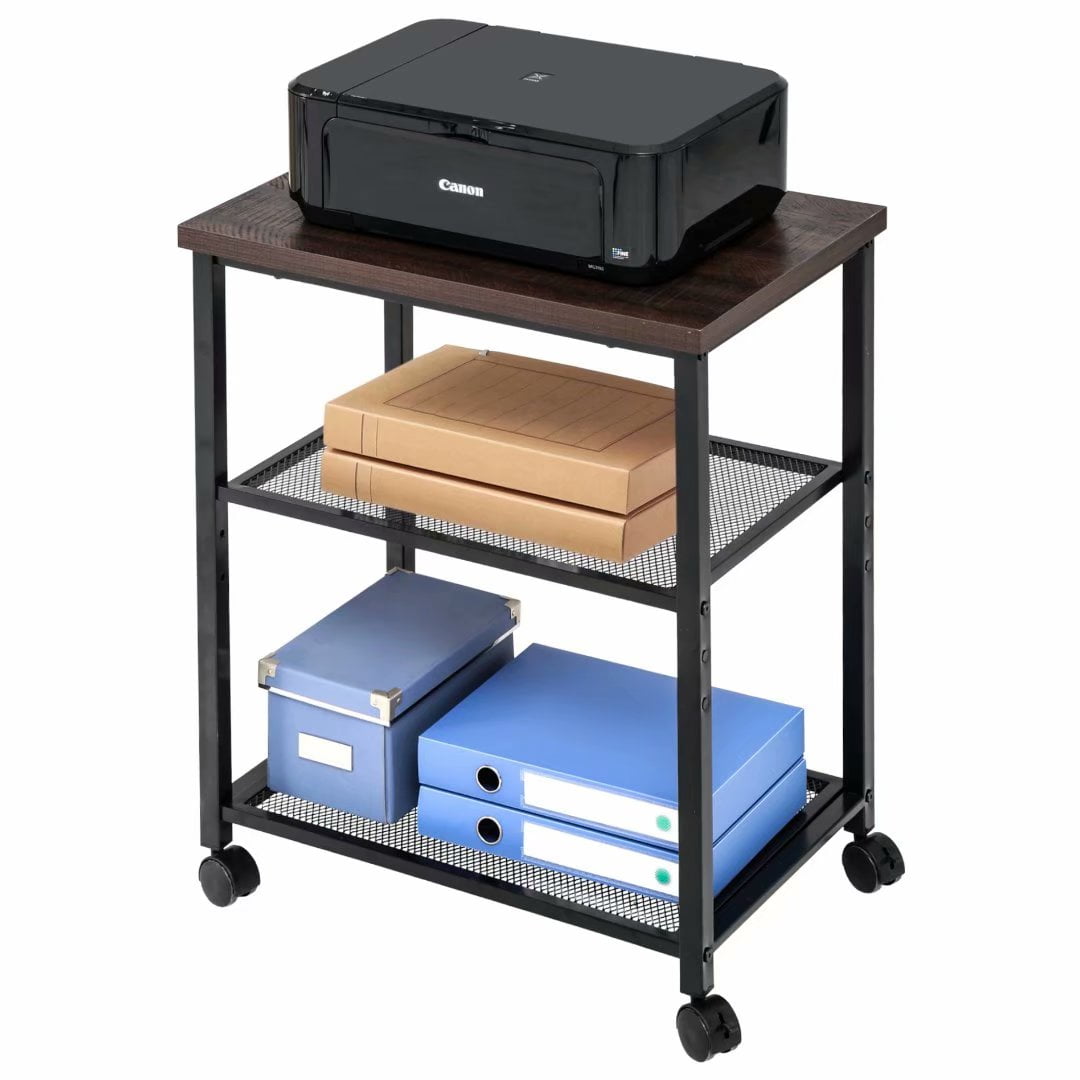 FITUEYES Mobile Printer Stand Adjustable Mesh Shelves Industrial ...